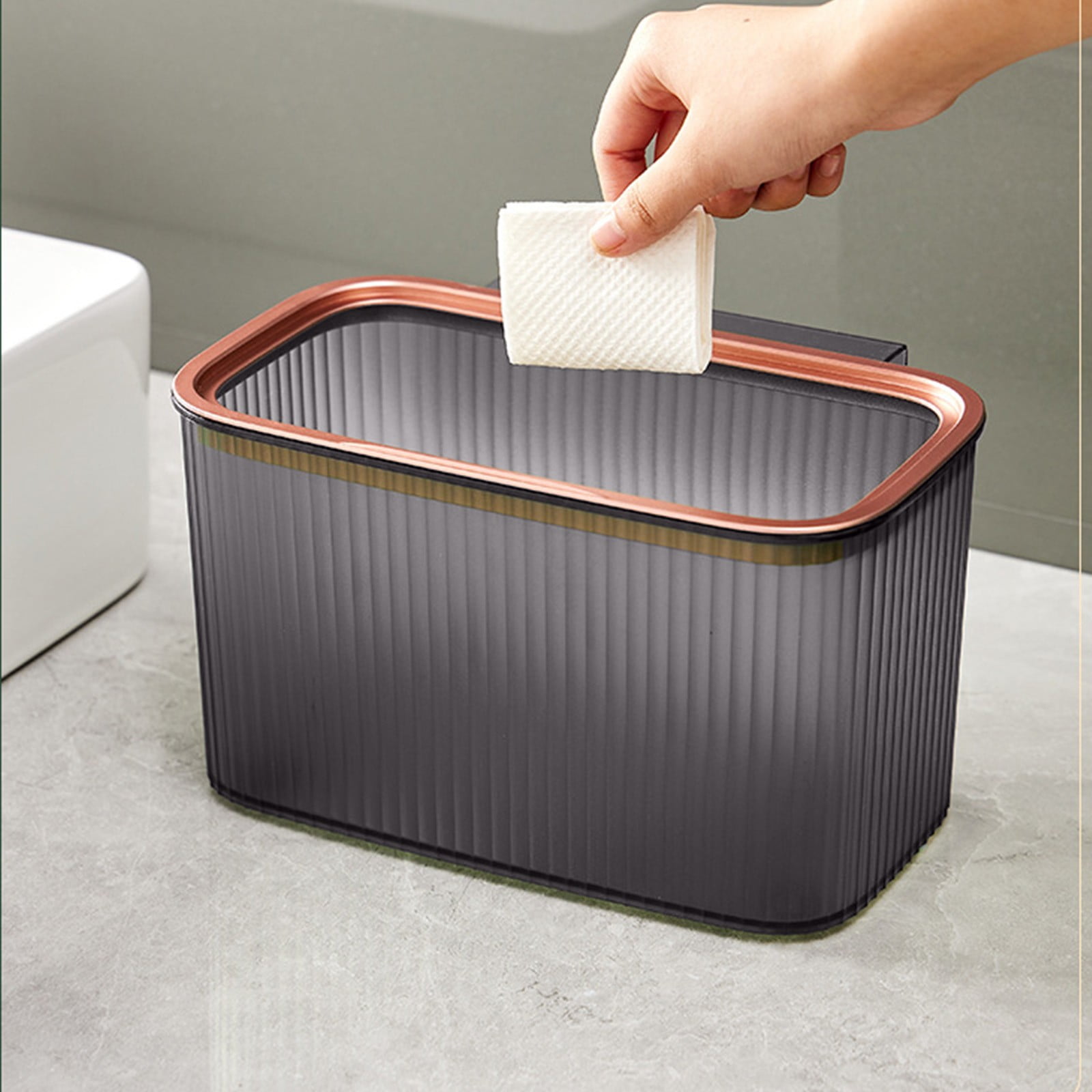 Wall Mounted Kitchen Garbage Bin with Lid, Household Bathroom Toilet ...