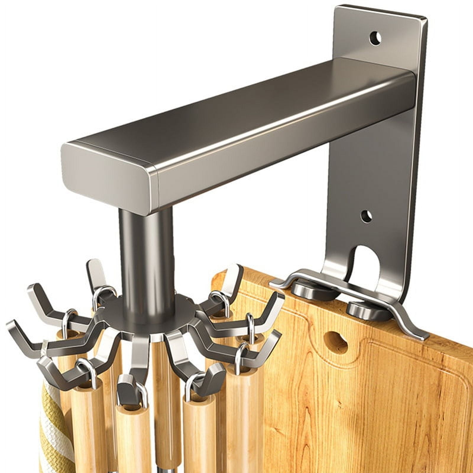 Wall-Mounted Kitchen Rotary Hook Rack,Aluminum Storage Hanger with 8 ...