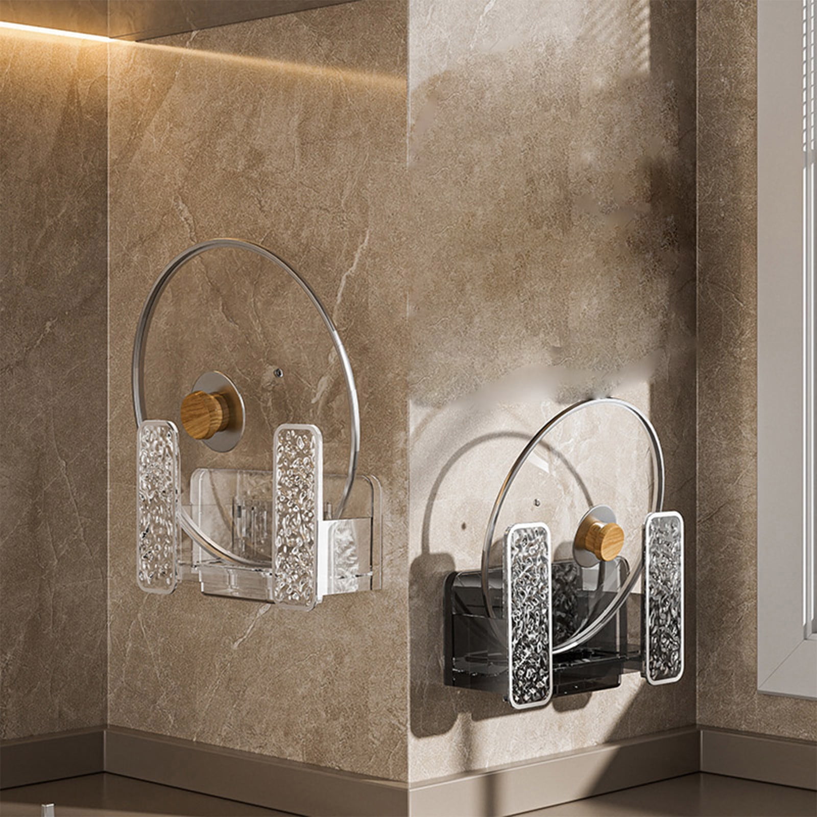 Wall Mounted Kitchen Shelf Organizer | Glacier Style Plastic Pot Lid Holder Rack ...