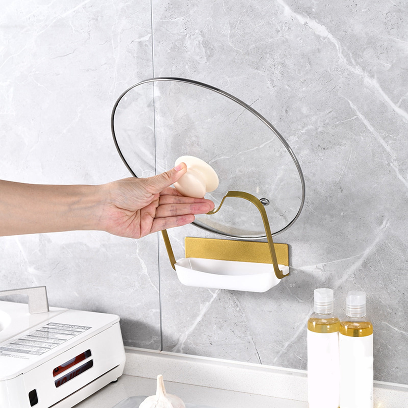 Wall Mounted Kitchen Shelves | No Drill Installation Pot Lid & Plate ...