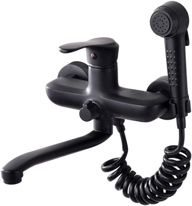 Wall Mounted Kitchen Taps Black 2 Modes Double Holes Hot and Cold with ...