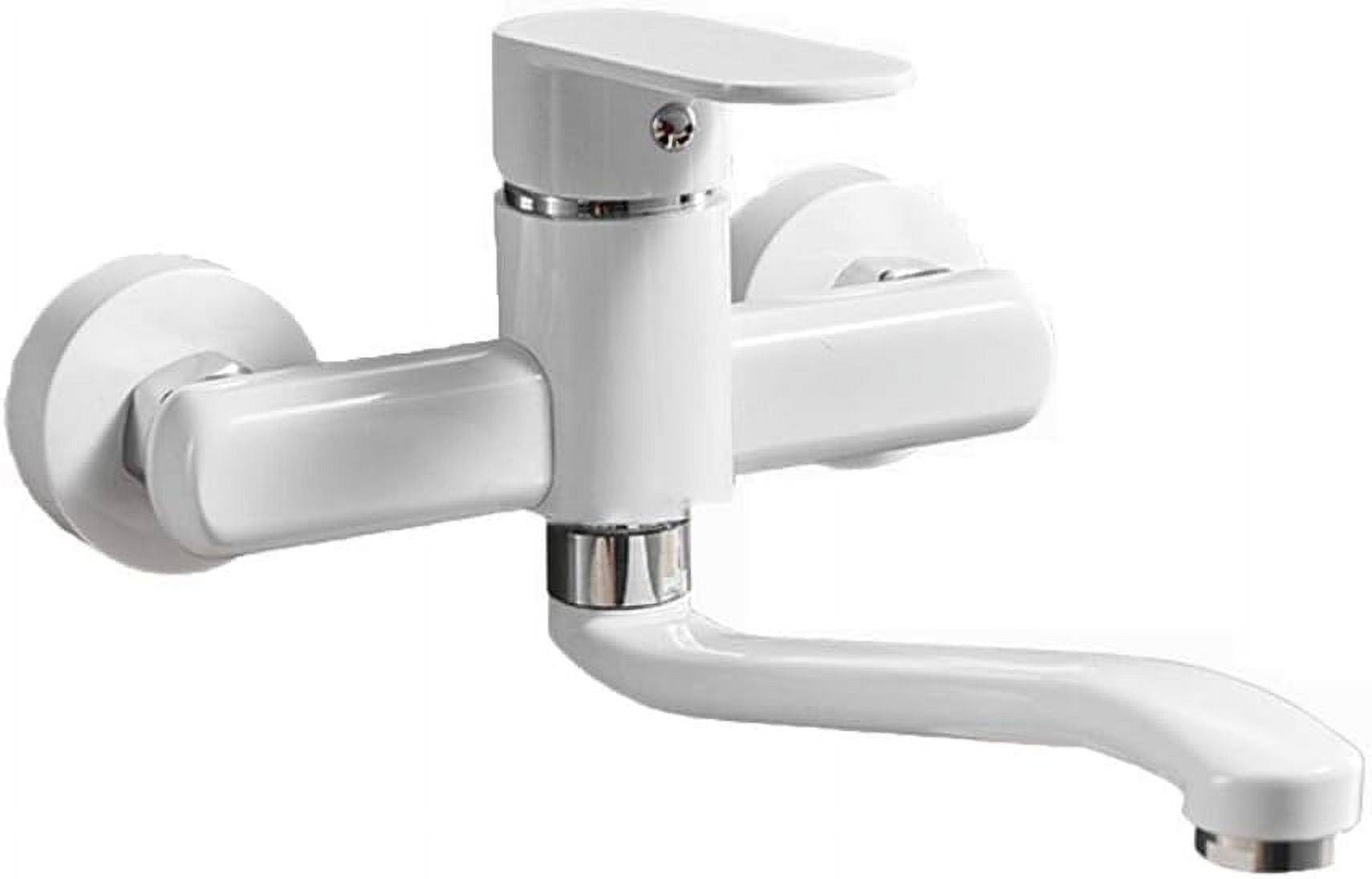Wall Mounted Kitchen Taps White Rotatable Kitchen Tap Double Hole Hot ...