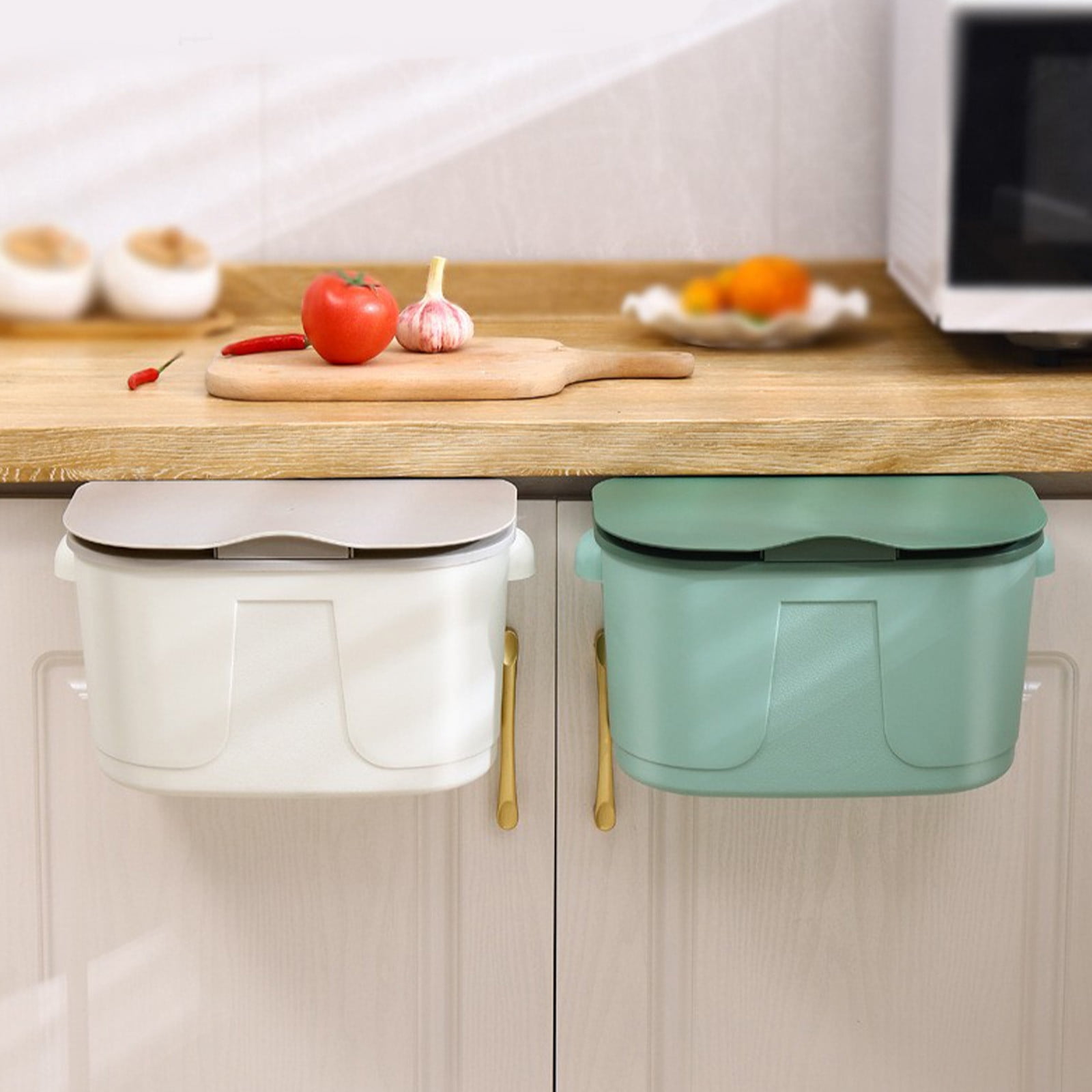 Wall-Mounted Kitchen Trash Can,Portable Bathroom Waste Bin,Easy-Pull ...