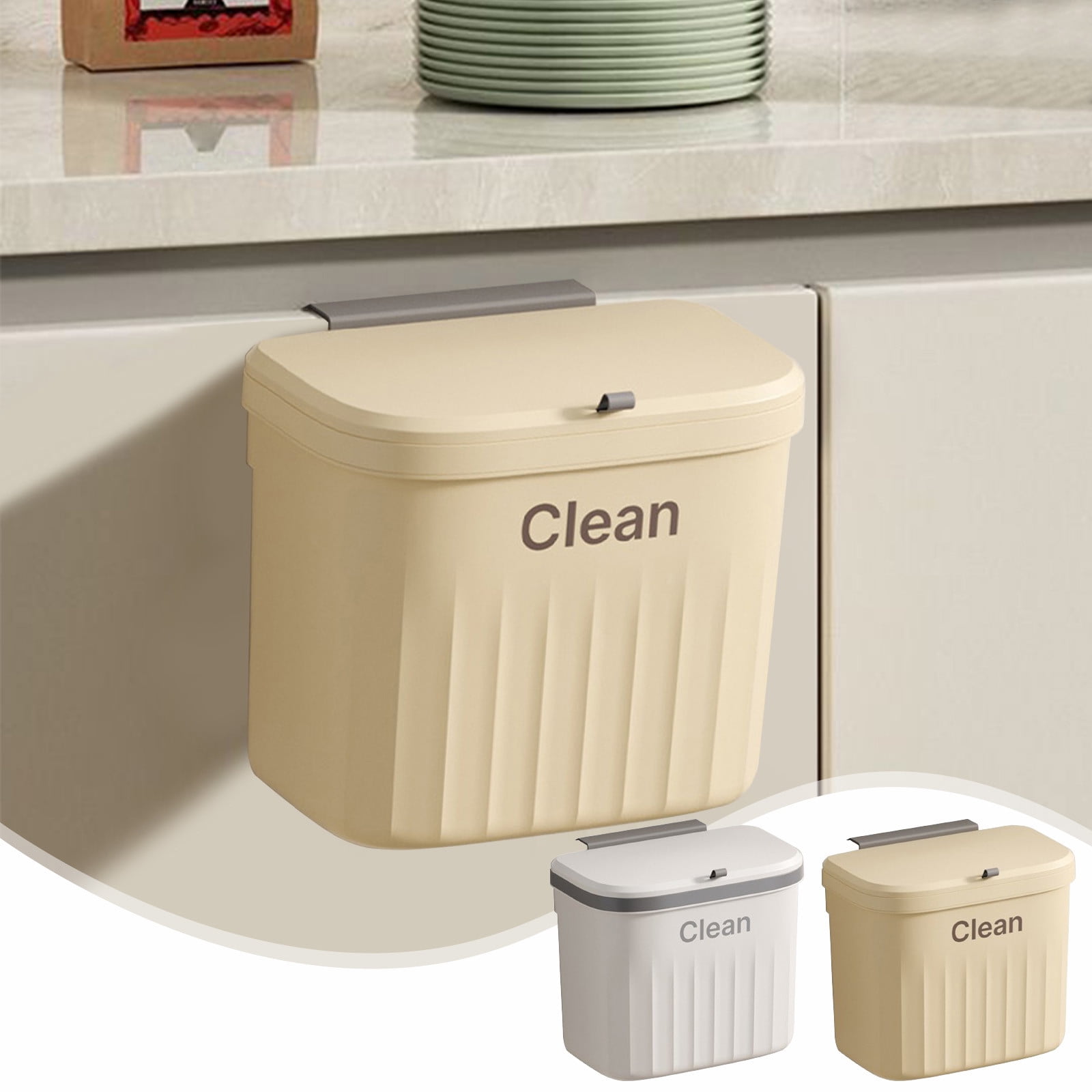 Wall-Mounted Kitchen Waste Bin, Stainless Steel Lid Storage, Easy Clean ...