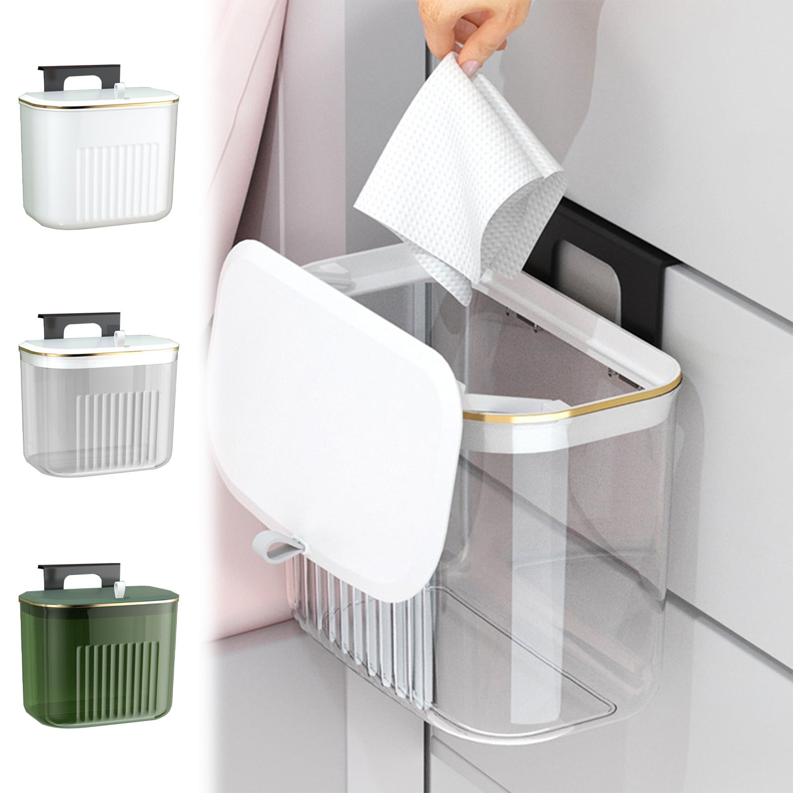 Wall-Mounted Kitchen Waste Bin, Stainless Steel Lid Storage, Easy Clean ...
