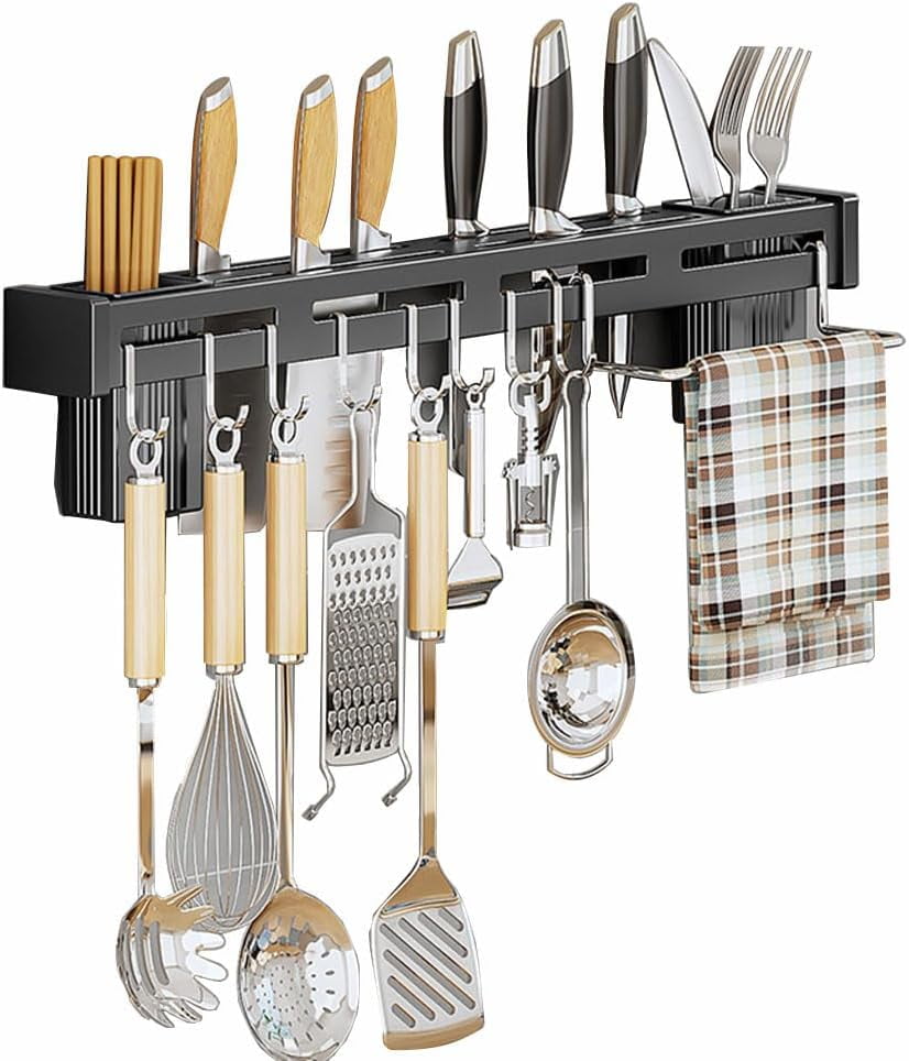 Wall Mounted Knife Holder, Stainless Steel Wall Mounted Multifunctional ...