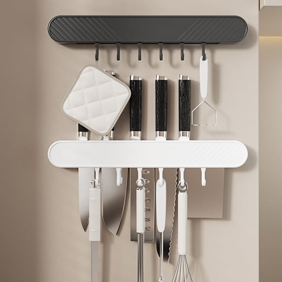 Wall-Mounted Knife Rack Pot Scraper Storage Organizer, No-Drill Plastic ...