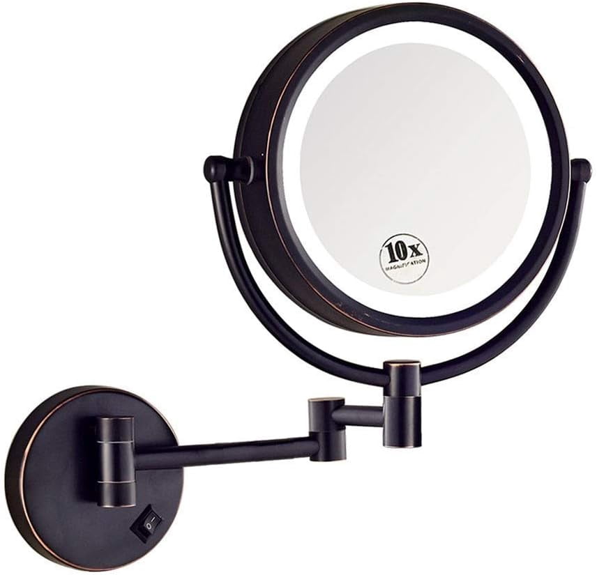 Wall-Mounted LED Make-up Mirror Magnifying 8 inch Foldable Bathroom ...