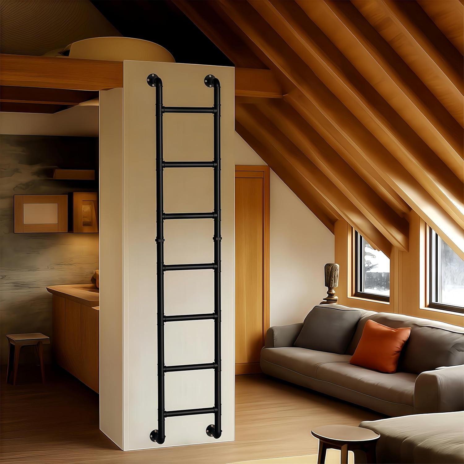 Wall Mounted Ladder Heavy-Duty Metal Egress Window & Loft Ladder for ...