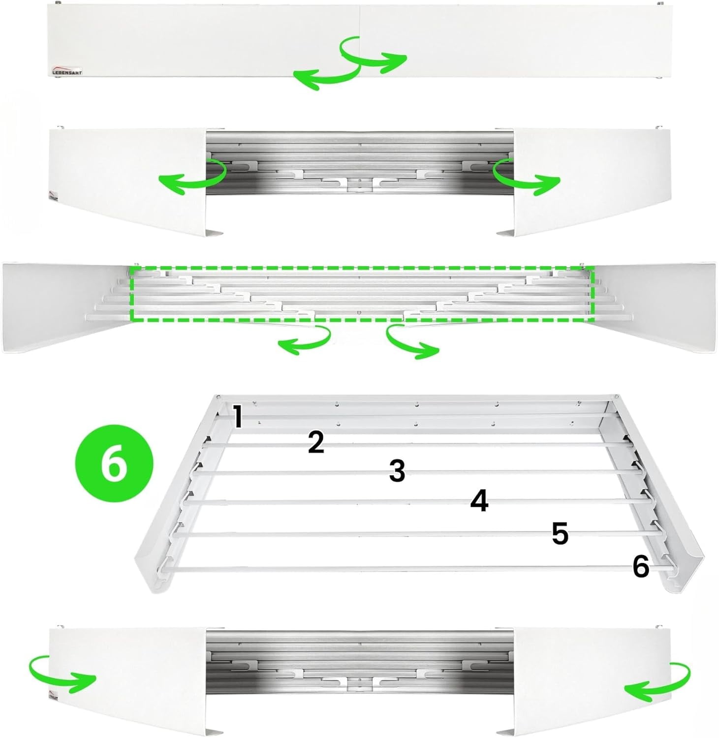 Wall Mounted Laundry Drying Rack (White 40'') - 60lbs Capacity - Space ...