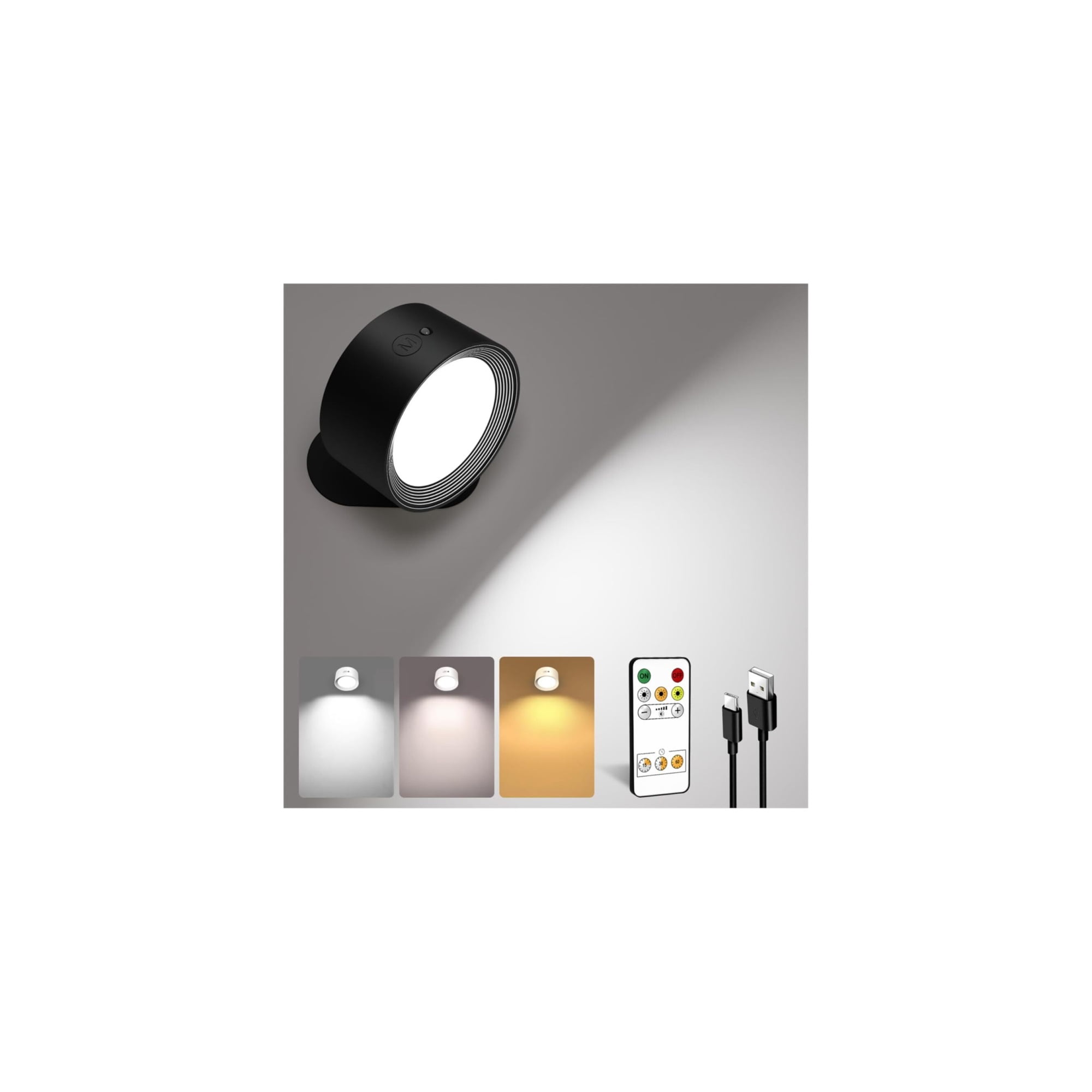Wall Mounted Lights, 3 Pack Rechargeable RGB Color Changing Light, 3 ...