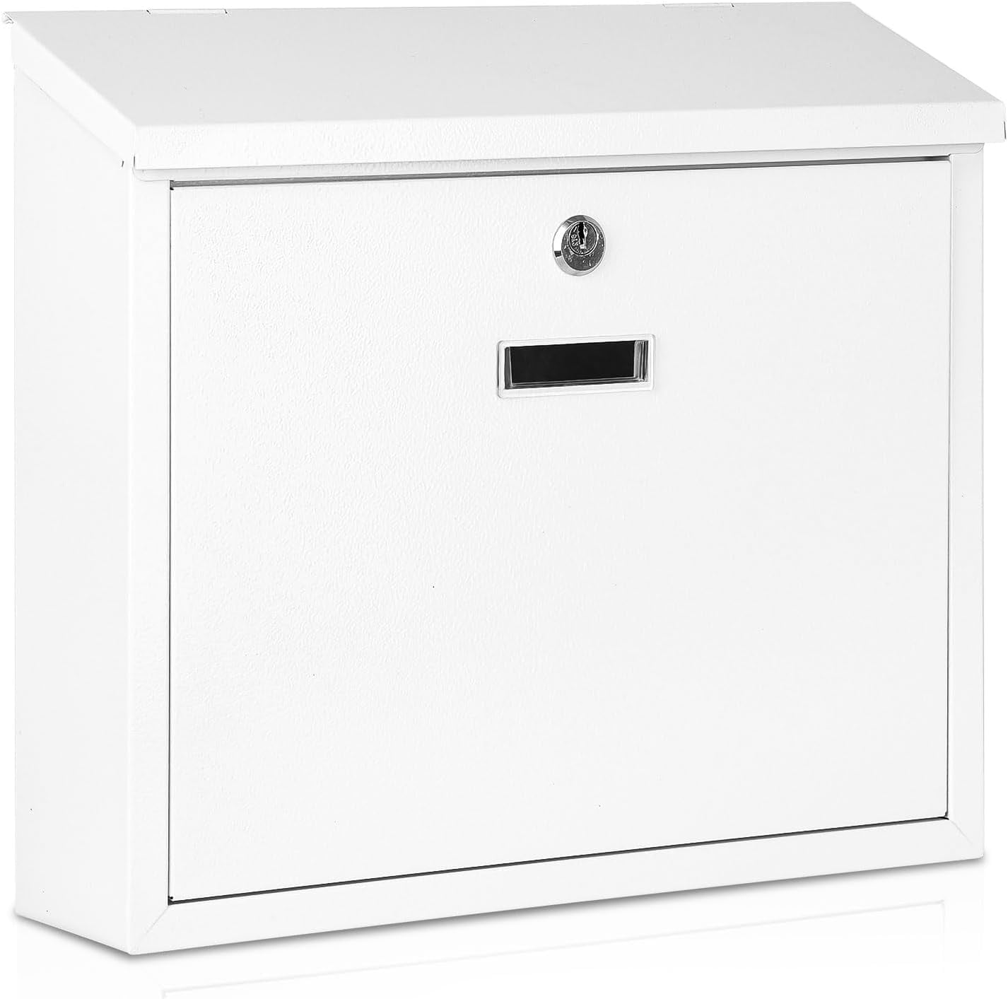 Wall Mounted Locking Mailbox with Key, Secure Steel Drop Box, Modern ...