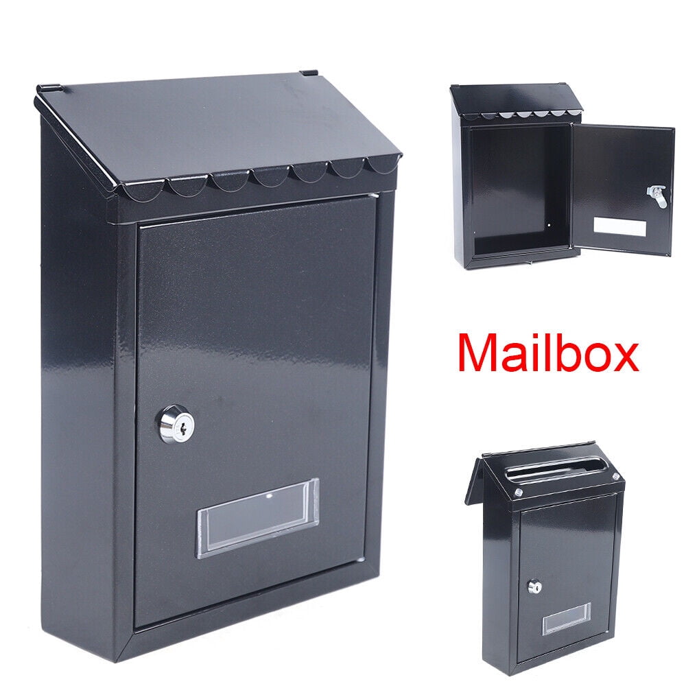 Black Wall Mounted Large Drop Box/Mailbox Vintage, Outdoor & Lockable ...