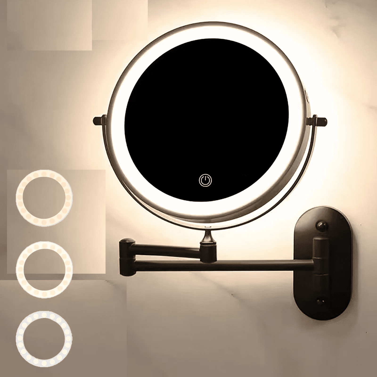 Wall Mounted Makeup Mirror,10X Majnifying Mirror LED Light Dimmable ...