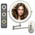 8 Inch Wall Mounted Makeup Mirror, LED Light, USB Charge, Electric ...