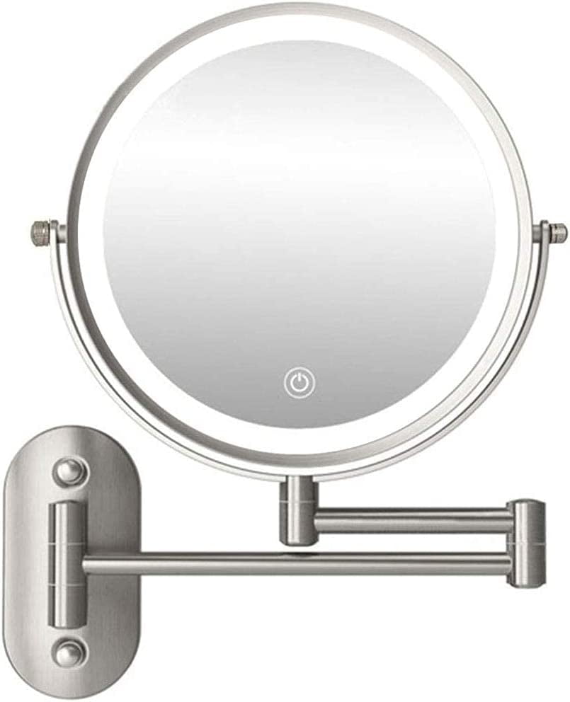 Wall Mounted Makeup Mirror 5X Magnification Double Sided Folding Led ...