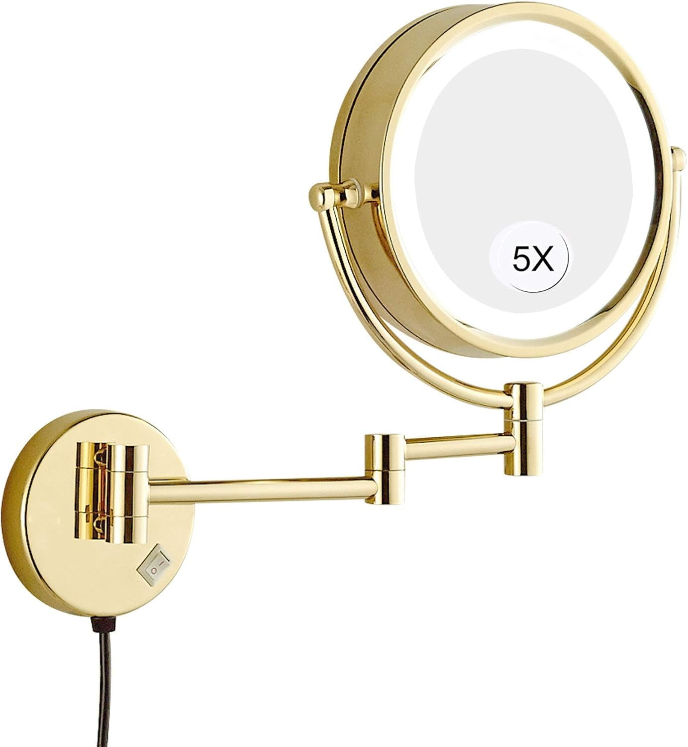 Wall Mounted Makeup Mirror 5X Magnification, Premium 8.5 inch Two-Sided ...