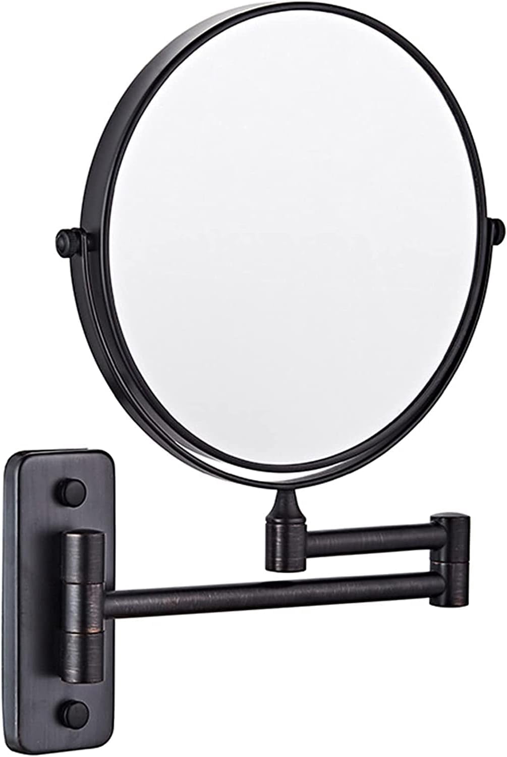 Wall Mounted Makeup Mirror, 8 inch Black Finish Double Sided Magnifying ...