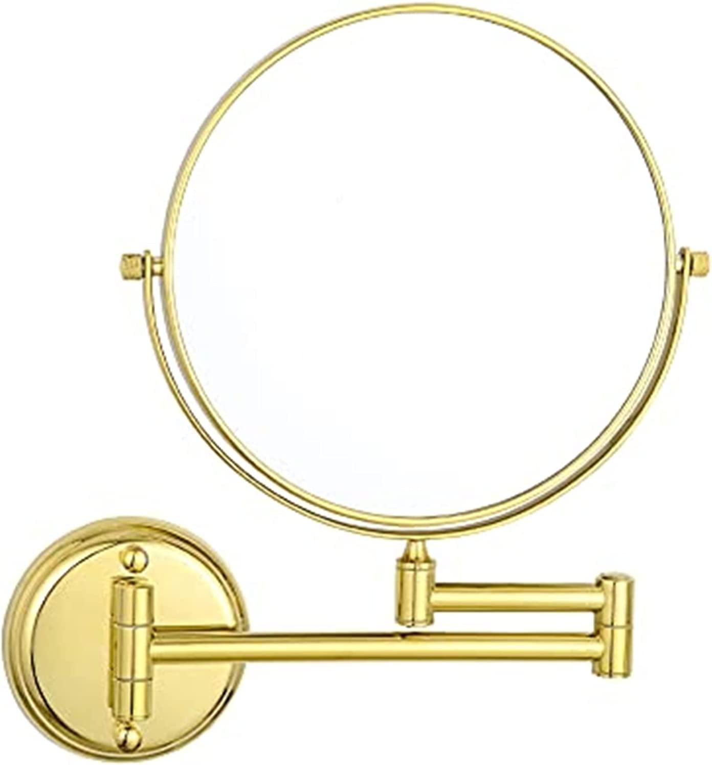 Wall Mounted Makeup Mirror 8 inch Gold Double Sided Magnifying Shaving ...