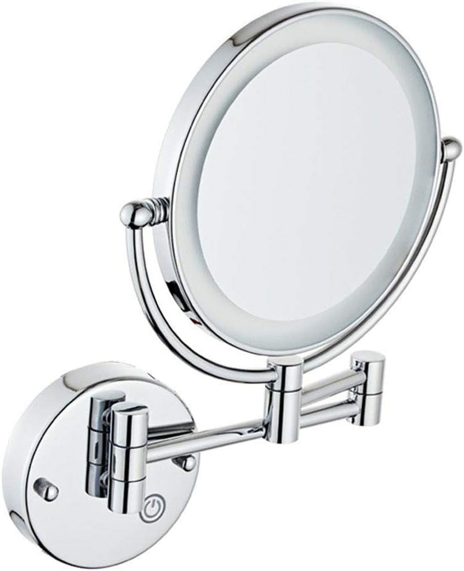 Wall Mounted Makeup Mirror with LDE Lights,8-Inch Two-Sided Swivel Wall ...