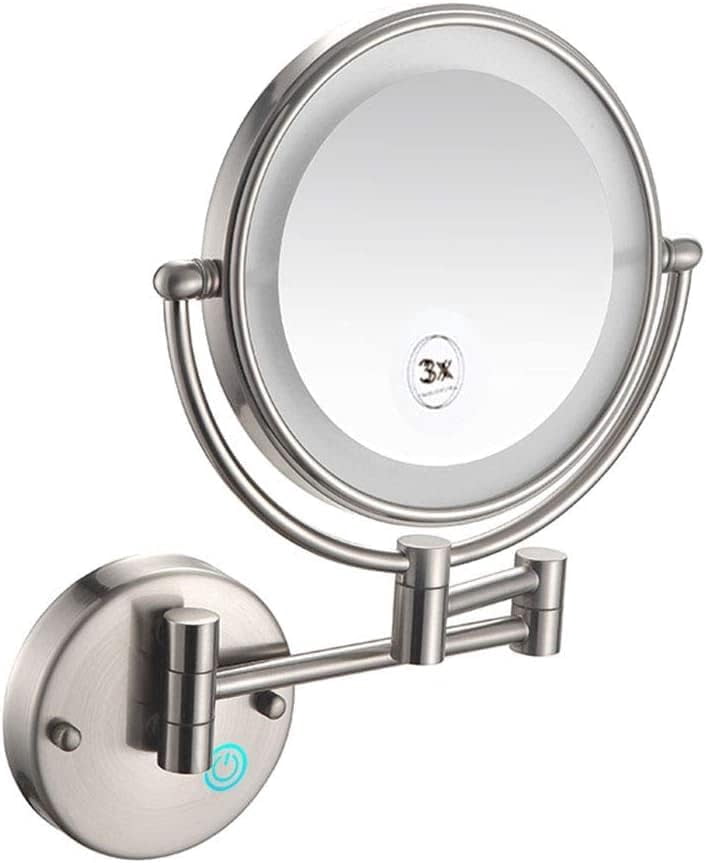Wall Mounted Makeup Mirror with LED Lighted, Double Sided Swivel Vanity ...