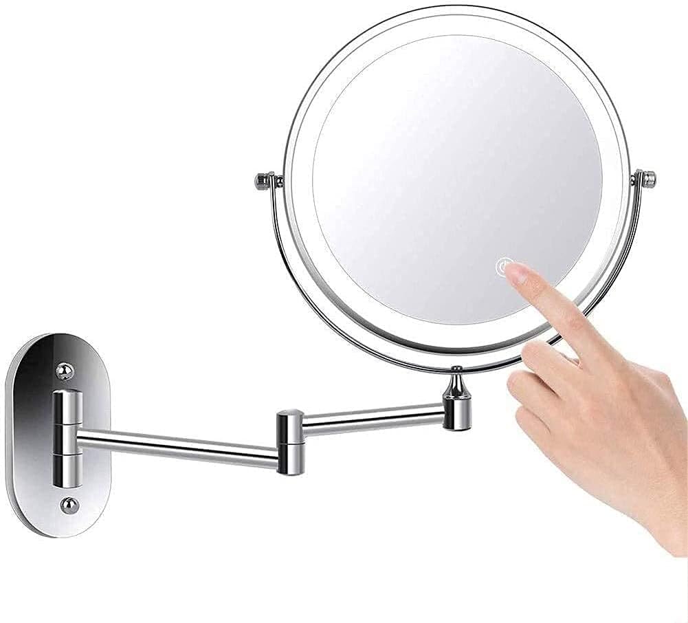 Wall Mounted Makeup Mirror LED Touch Sn Adjustable Light Double Sided ...