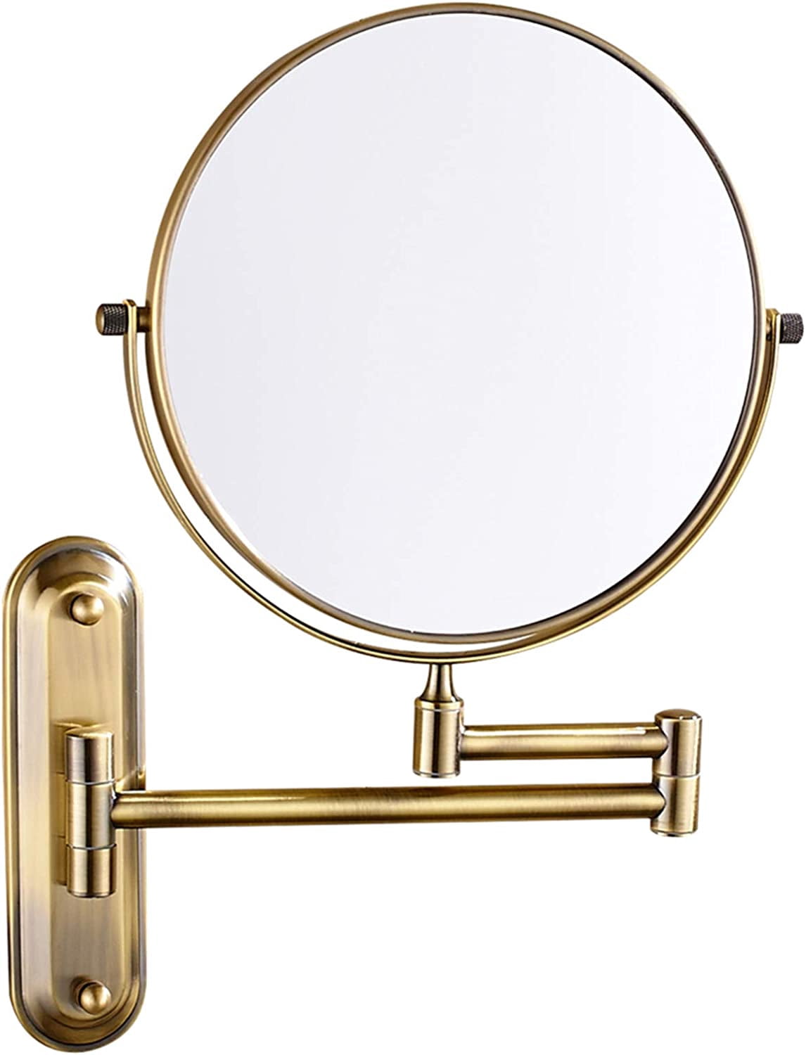 Wall Mounted Makeup Mirror with Magnification, 8 inch Brass 360° Swivel ...