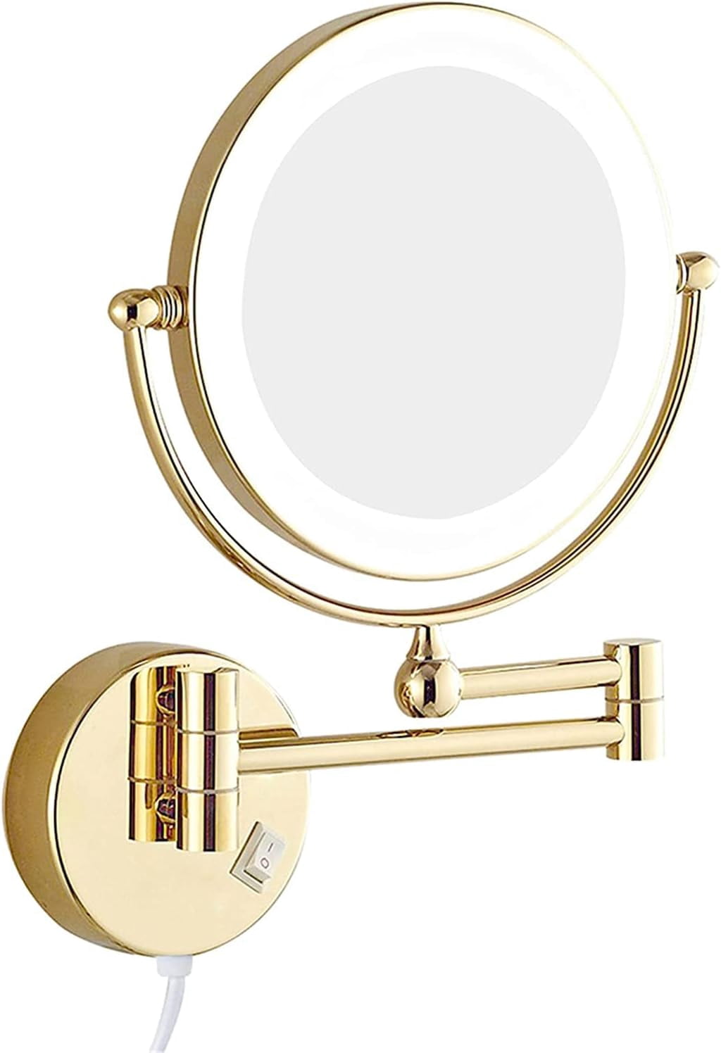 Wall Mounted Makeup Mirror with Magnification, 8 inch Gold 360° Swivel ...