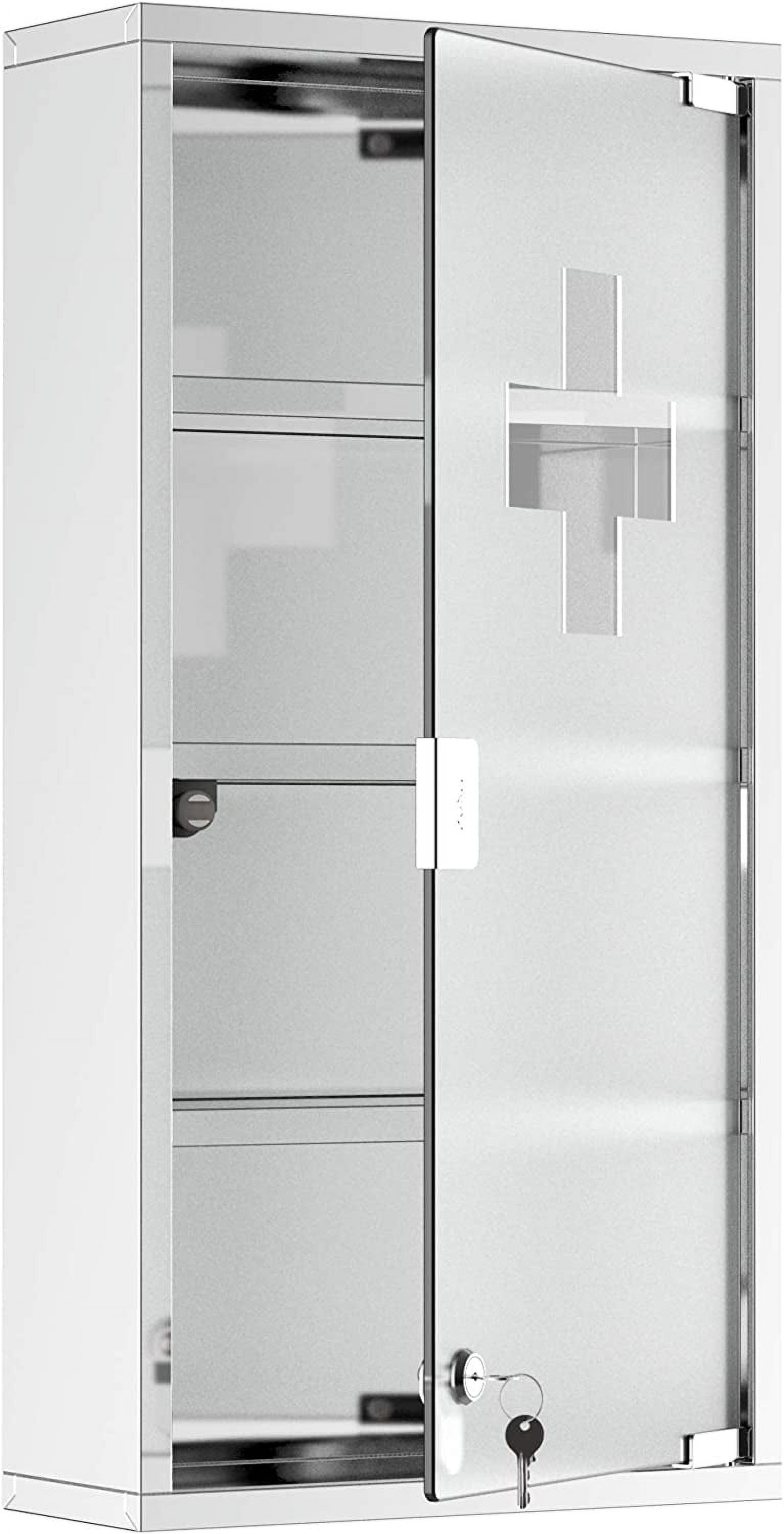 Wall Mounted Medicine Cabinet, Locking Wall Cabinet with 4 Tier Shelves ...