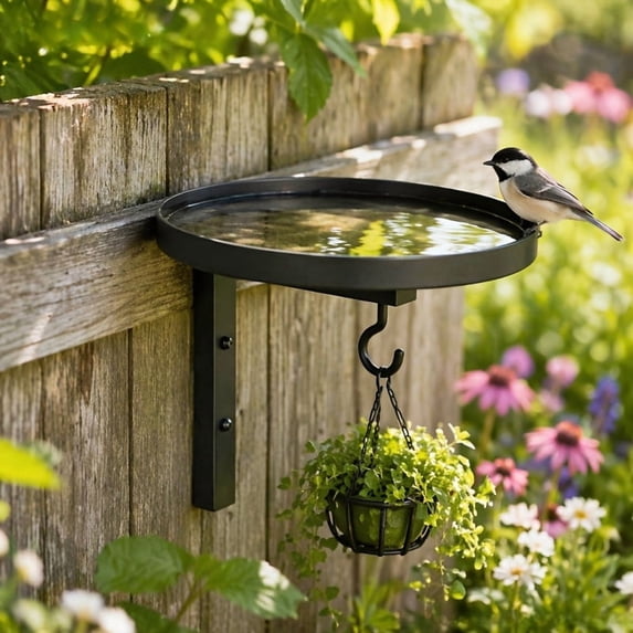 Wall-Mounted Metal Bird Bath with Feeding Hook – Durable Bird Drinking ...