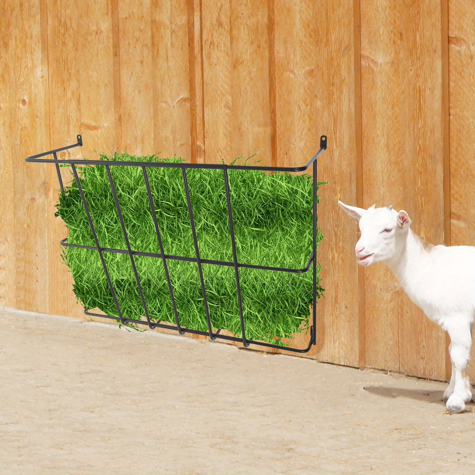 Wall-Mounted Metal Hay Rack Feeder with Multiple Compartments for ...