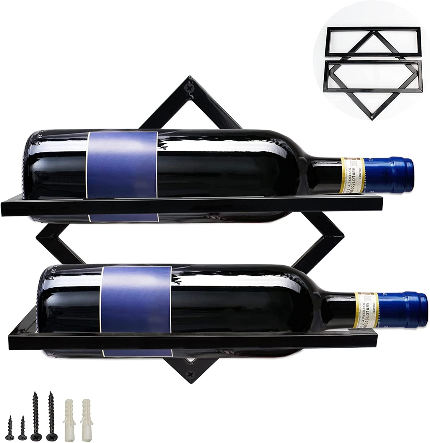 Wall Mounted Metal Wine Racks, Foldable Hanging Wine Rack Organizer for ...
