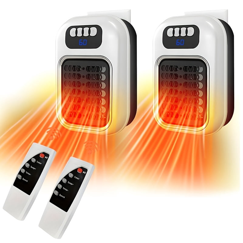 Wall Mounted Mini Heater, 2pcs Small Electric Space Heater with Display ...