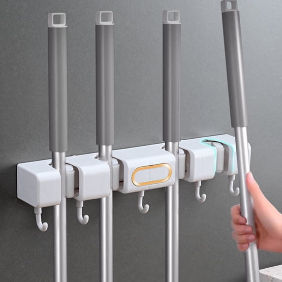 Wall Mounted Mop and Broom Holder Organizer - Heavy Duty Utility ...