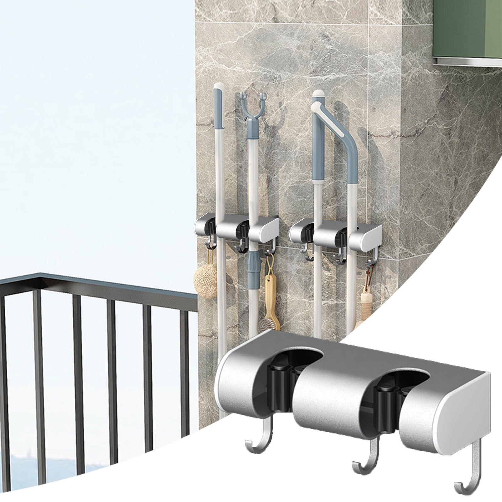 Wall Mounted Mop Rack Under 5 ! Yrmaups Broom Organizer Heavy Duty ...