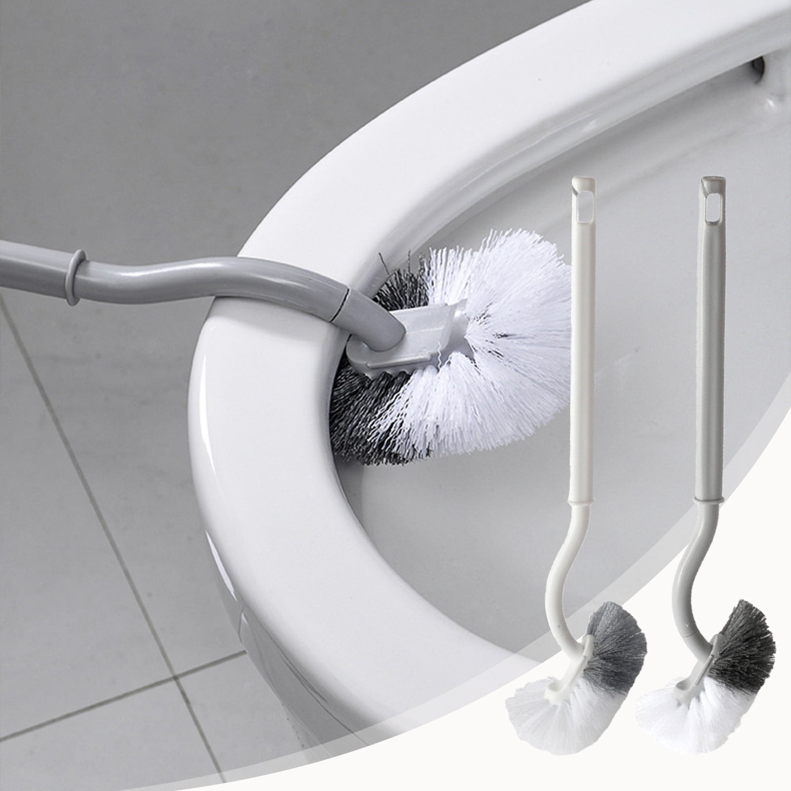 Toilet Cleaning Brush,Plastic Bristles Bathroom Kit,Modern Compact Long ...