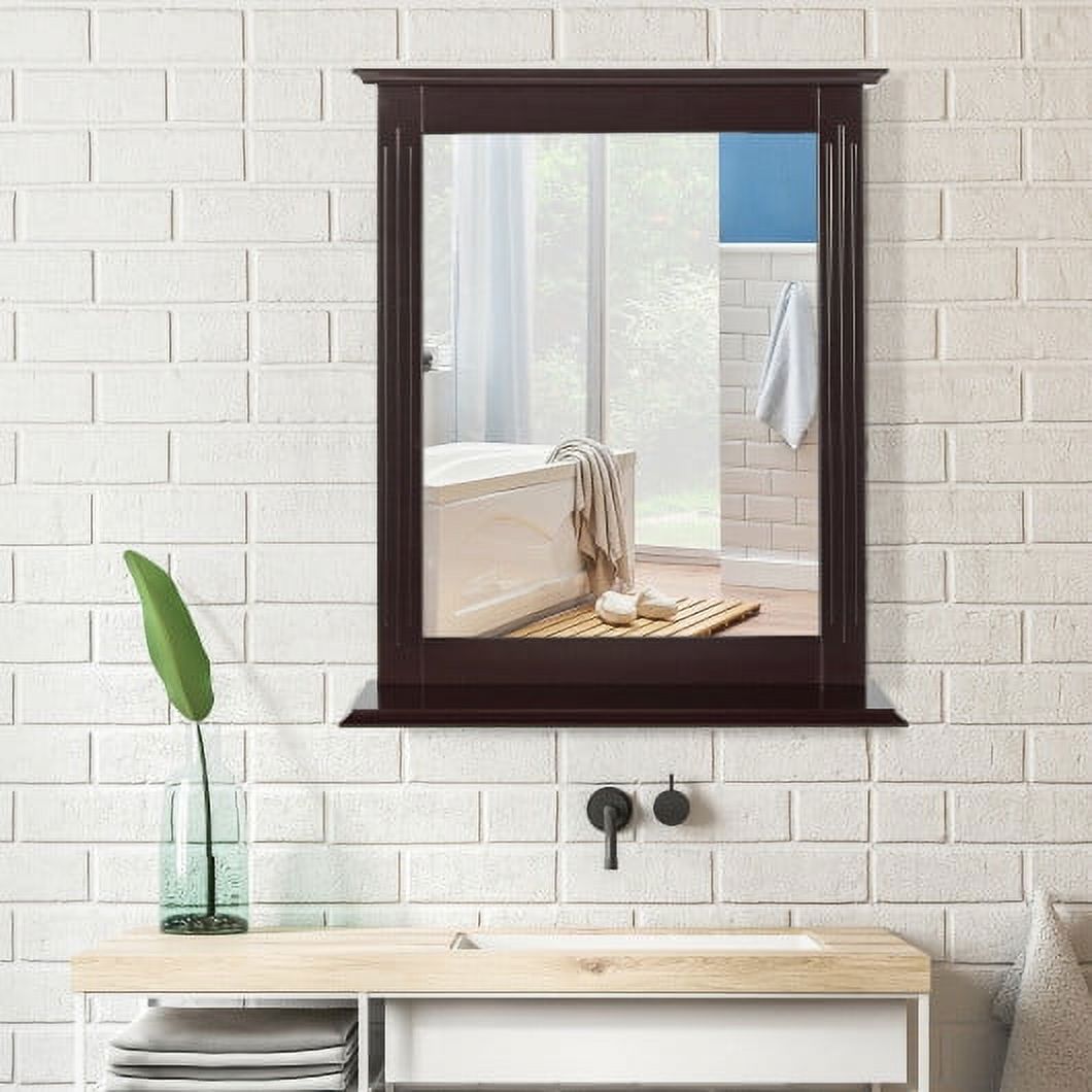 Wall-Mounted Multipurpose Vanity Mirror with Shelf-Brown - Walmart.com