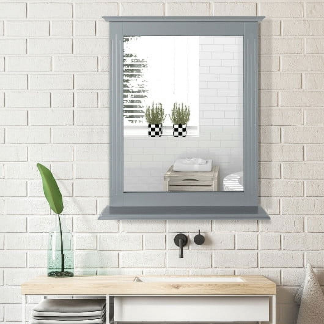 Wall-Mounted Multipurpose Vanity Mirror with Shelf-Gray - Walmart.com