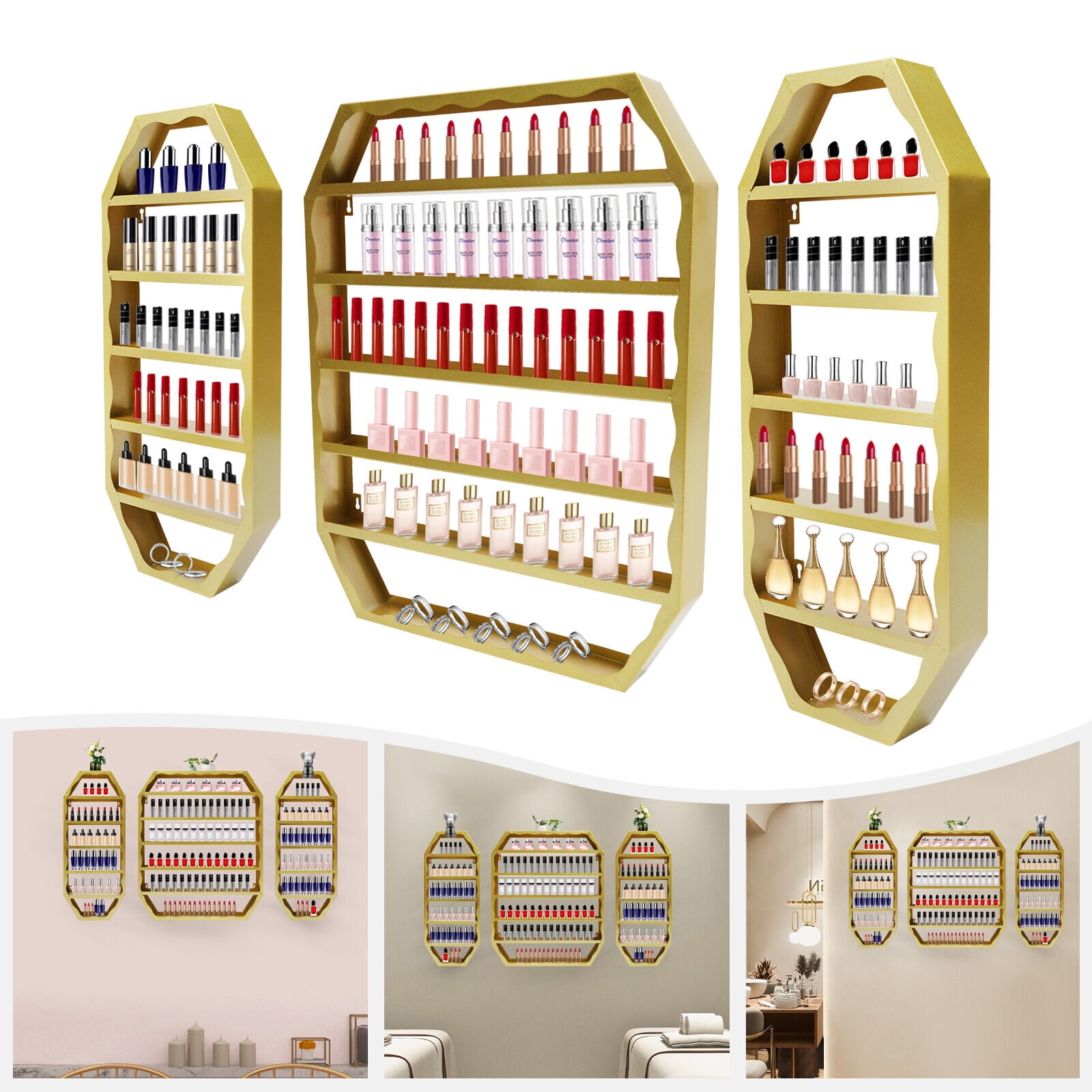 Wall-Mounted Nail Polish Storage Racks Metal Hanger Multi-Tiers Display ...