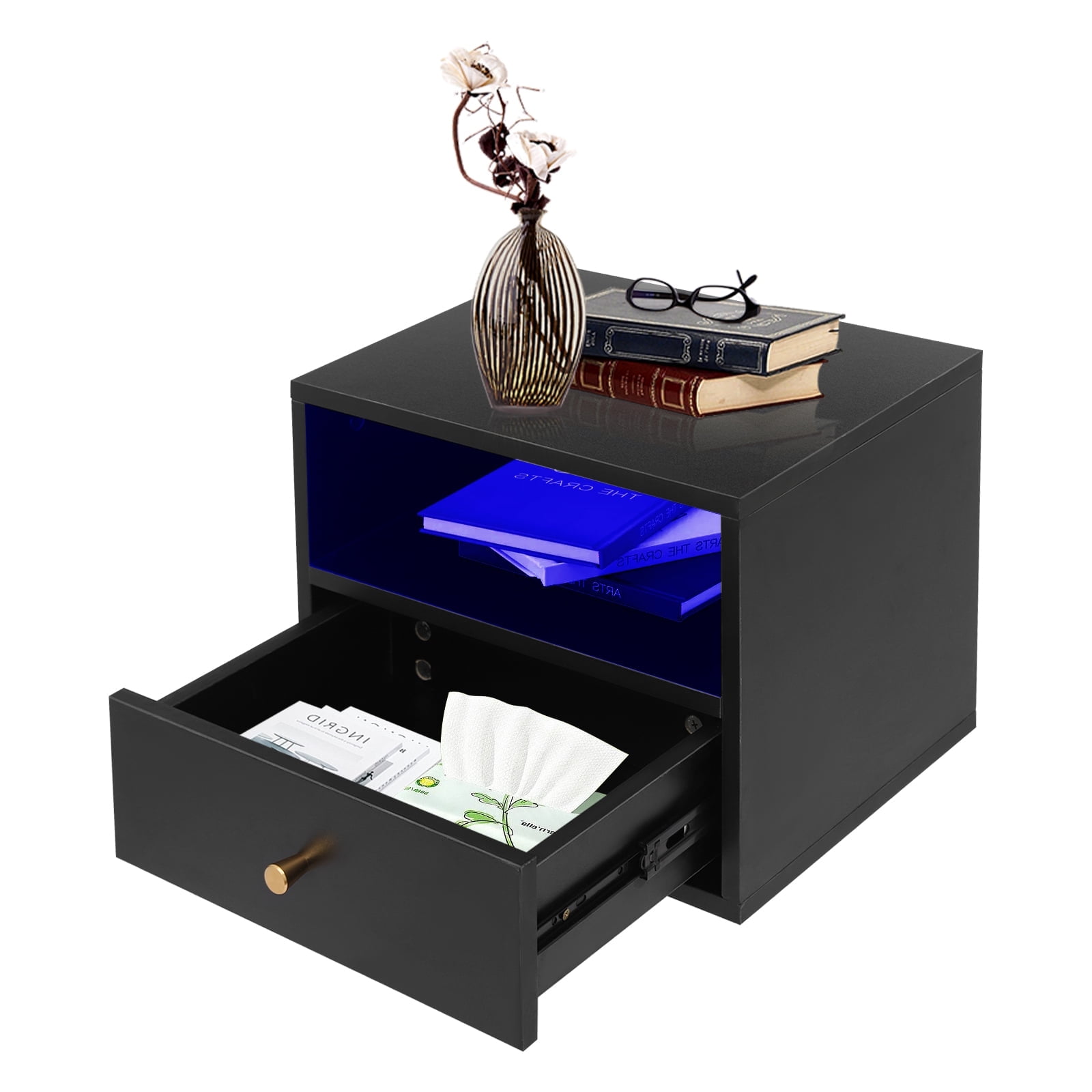 Wall Mounted Nightstand Floating 2 Tier Nightstand with 1 Drawer ...