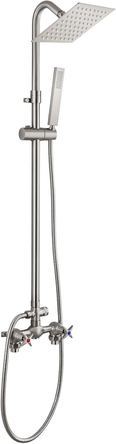 Wall Mounted Outdoor Shower System Matte Square Rainfall Shower head ...