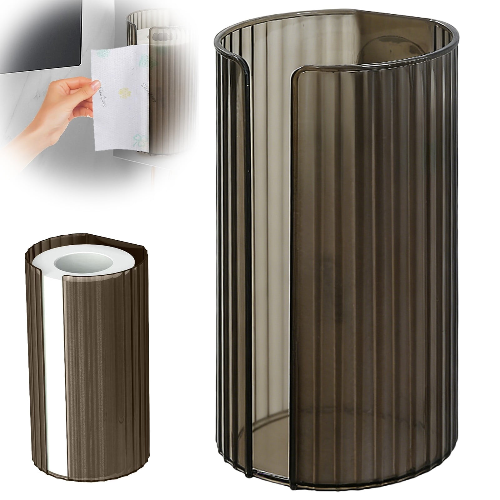 Wall Mounted Paper Towel Holder, No Drill Adhesive Dispenser, PET ...