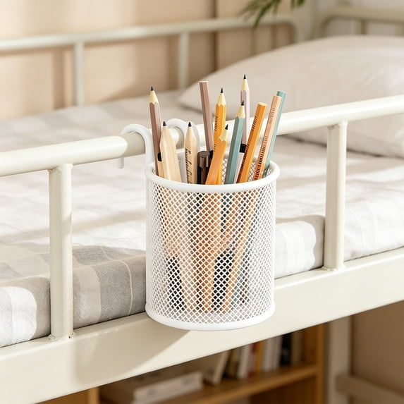 Wall Mounted Pen Mount Basket, Metal Mesh Hanging Desk Organizer with ...