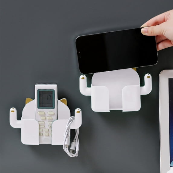 Wall-Mounted Phone Storage Rack Remote Control Holder Charging Station ...