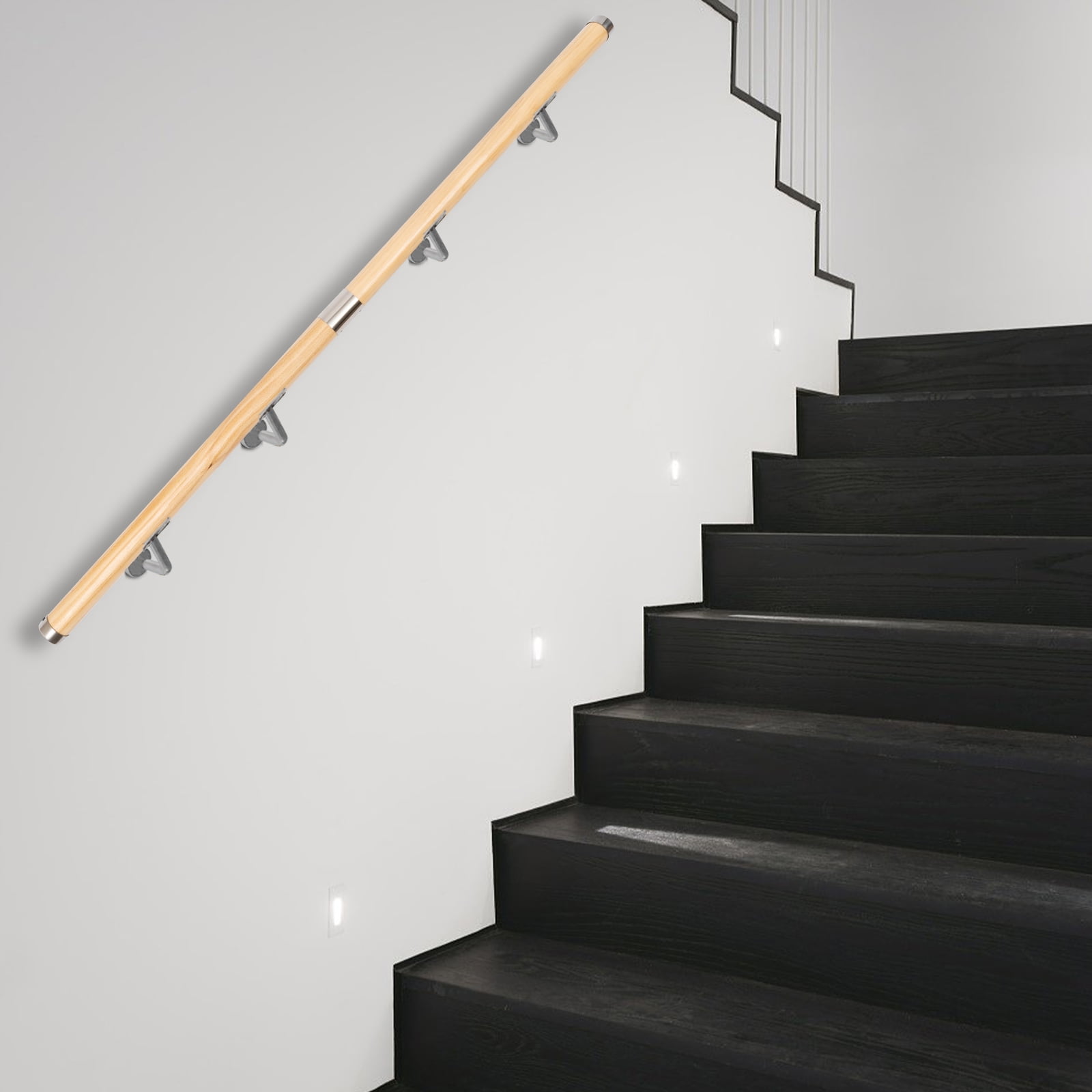 Wall-Mounted Pine Wood Handrail for Stairs, 1.5m Length, Elegant ...