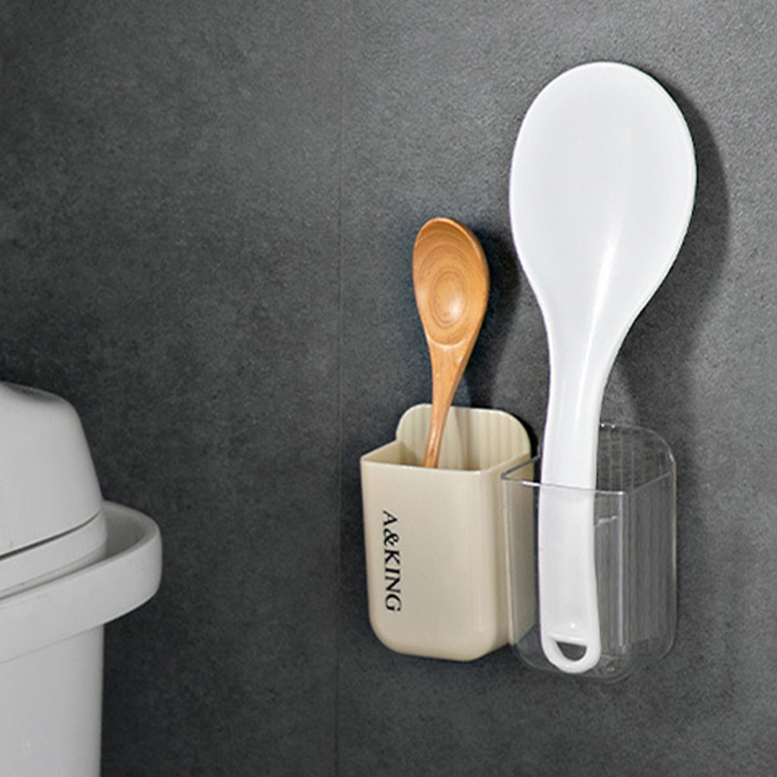 Wall Mounted Plastic Rice Spoon Holder Organizer - 8x5x3.2cm Kitchen ...