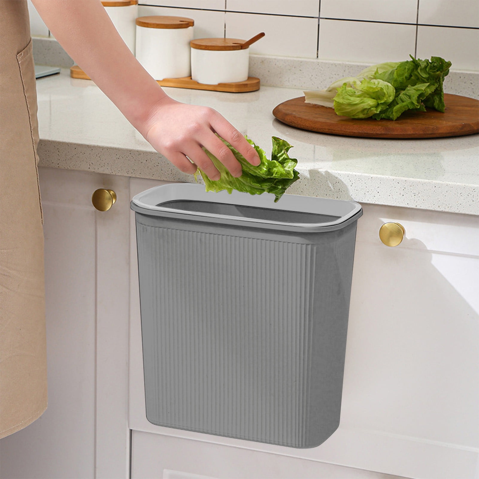 Wall Mounted Plastic Trash Can 10.63x10.24x5.62in Gray Kitchen Waste ...