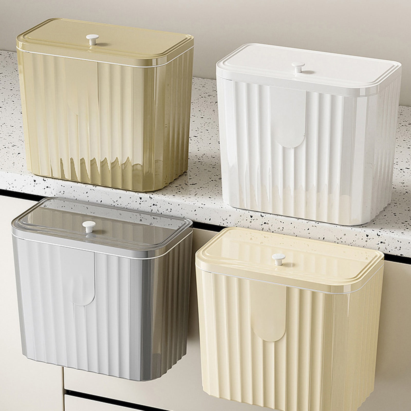 Wall Mounted Plastic Waste Bin, Waterproof Slide Lid Kitchen Bathroom ...