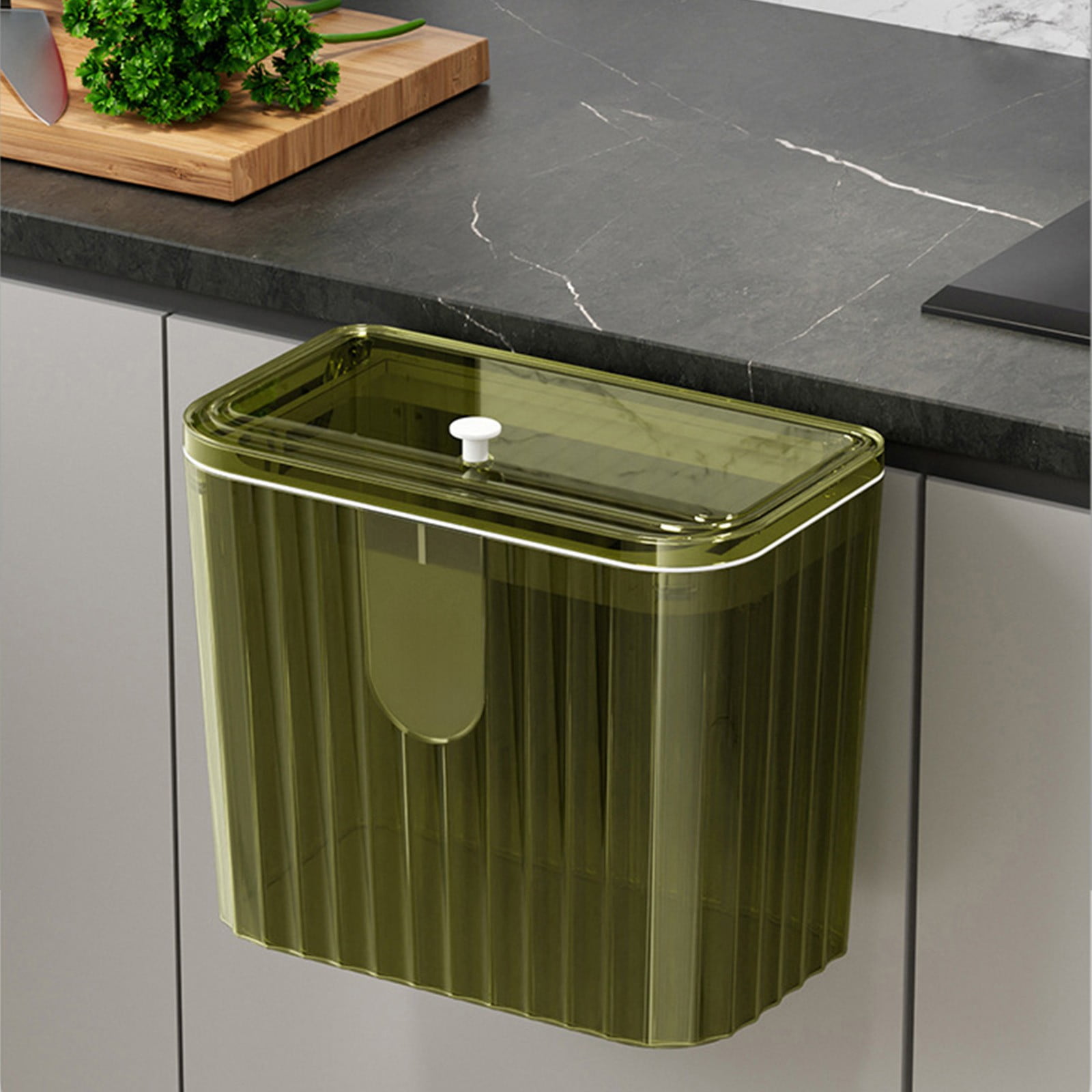 Wall Mounted Plastic Waste Bin, Waterproof Slide Lid Kitchen Bathroom ...