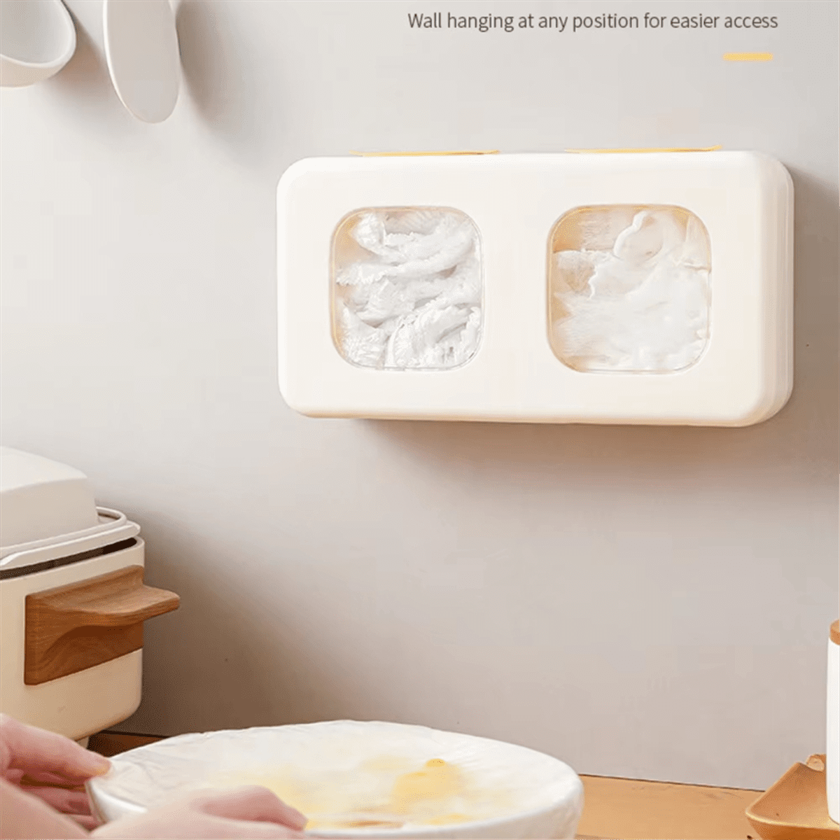 Wall-Mounted Plastic Wrap Storage Box with Soft Rubber Top, Transparent ...